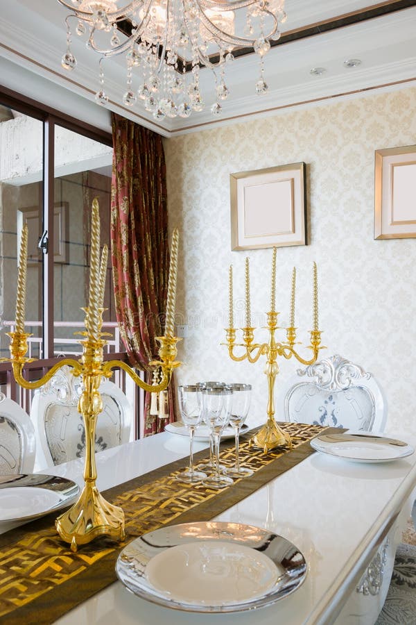 Nice Tableware and Candlesticks Stock Image - Image of decor, home ...