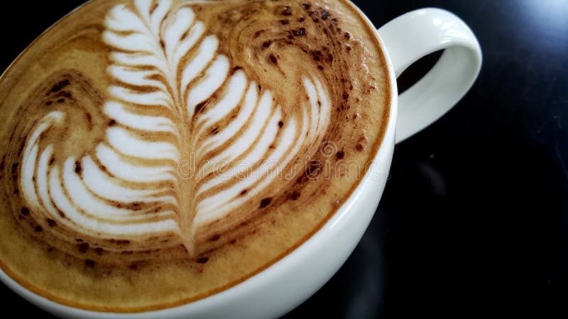 Nice Texture of Latte Art on Hot Latte Coffee Stock Photo - Image of ...