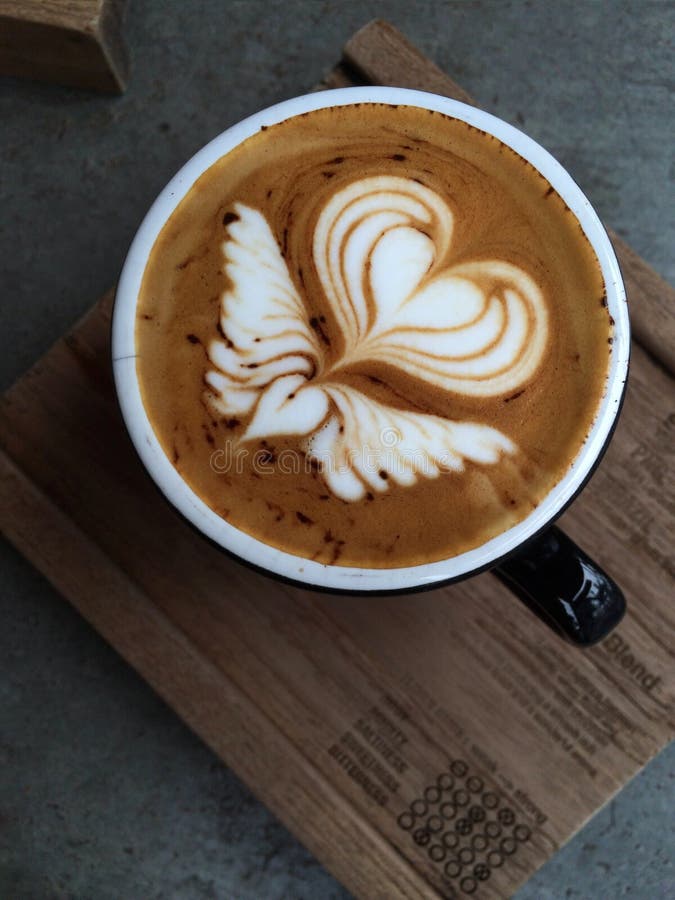 Nice Texture of Latte Art on Hot Latte Coffee Stock Image - Image of ...