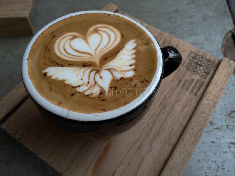 Nice Texture of Latte Art on Hot Latte Coffee Stock Image - Image of ...