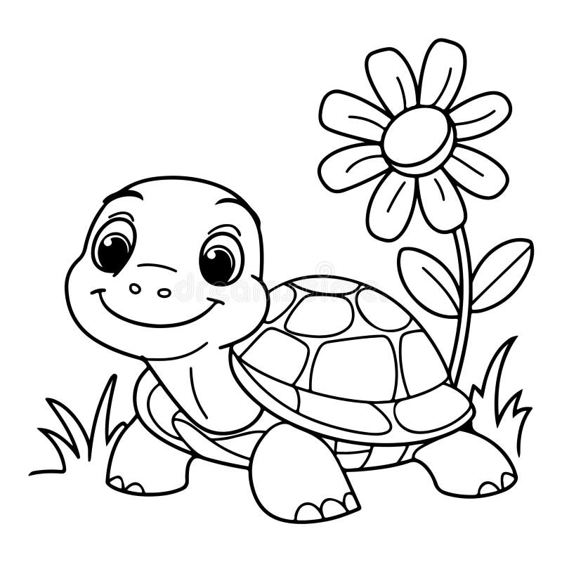Nice Tortoise Coloring Page for Kids Activity Stock Illustration ...