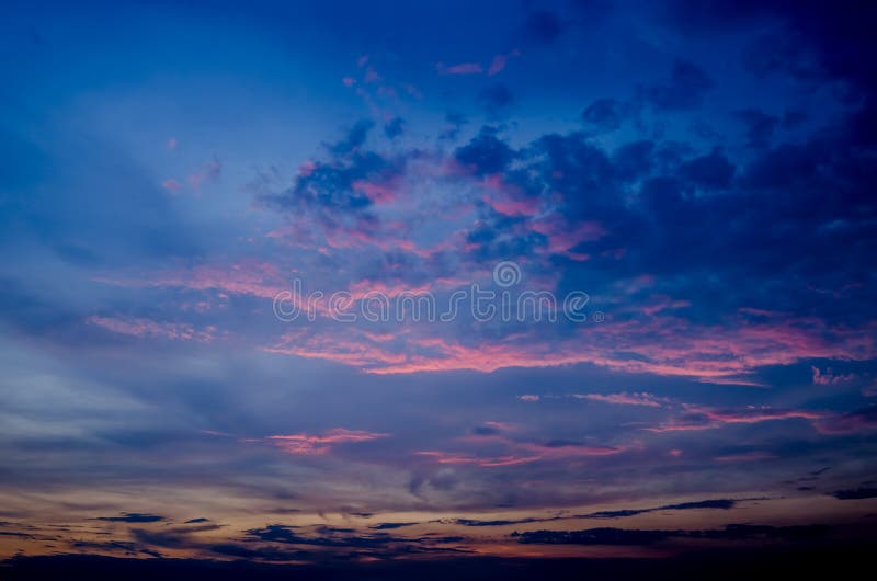 Twilight Sky with Sunset Light Effected on Clouds and Silhouett of ...