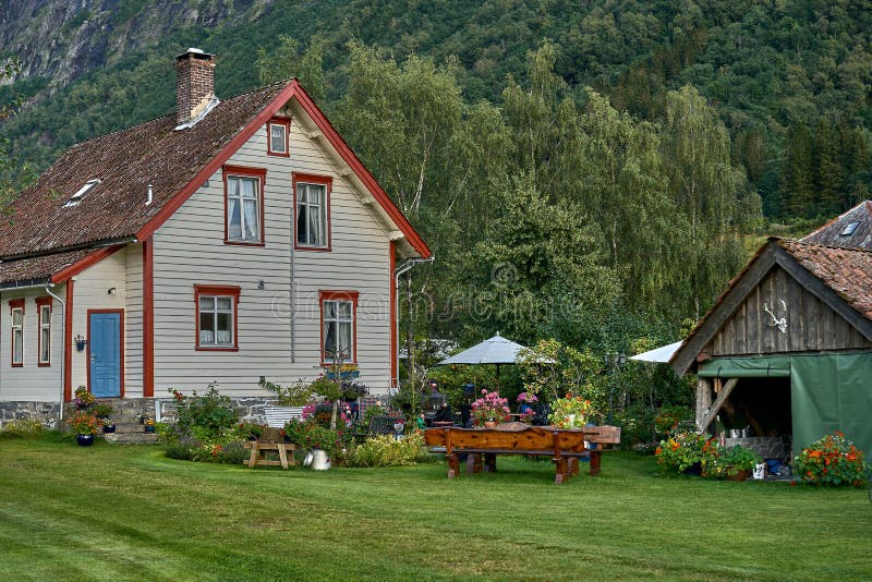 A Nice Typical Norwegian House Stock Image - Image of farmhouse ...