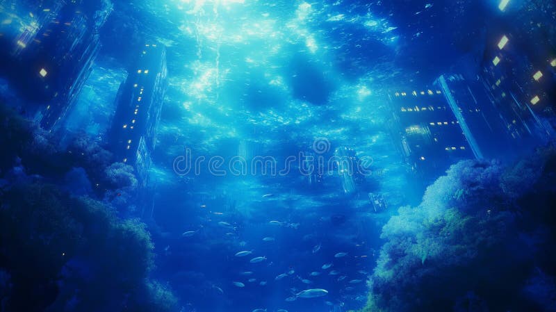 Nice Underwater Anime Theme Background for Wallpaper Stock Photo ...