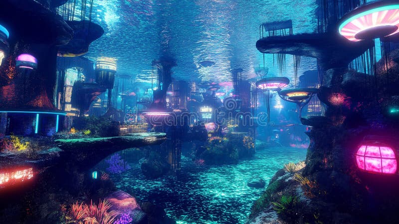 Nice Underwater Anime Theme Background for Wallpaper Stock Image ...