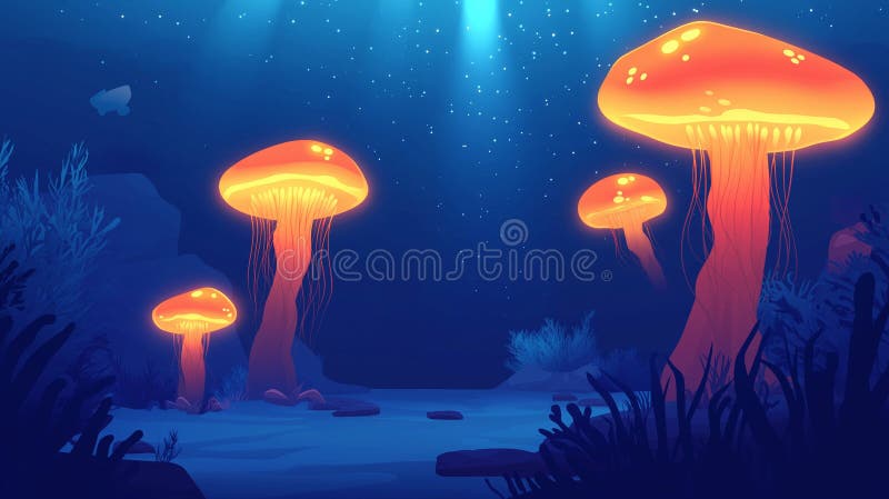 Nice Underwater Anime Theme Background for Wallpaper Stock Image ...