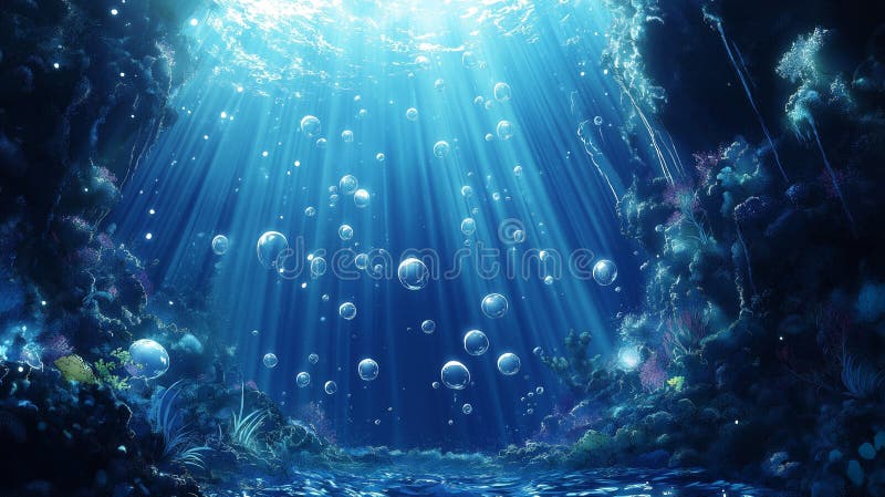 Nice Underwater Anime Theme Background for Wallpaper Stock Photo ...