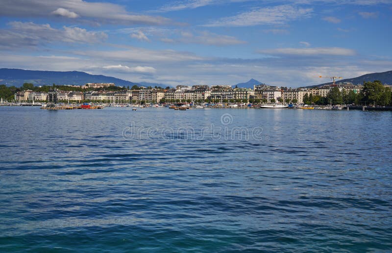 Nice View of the Beautiful Lake in Geneva Stock Photo - Image of hills ...