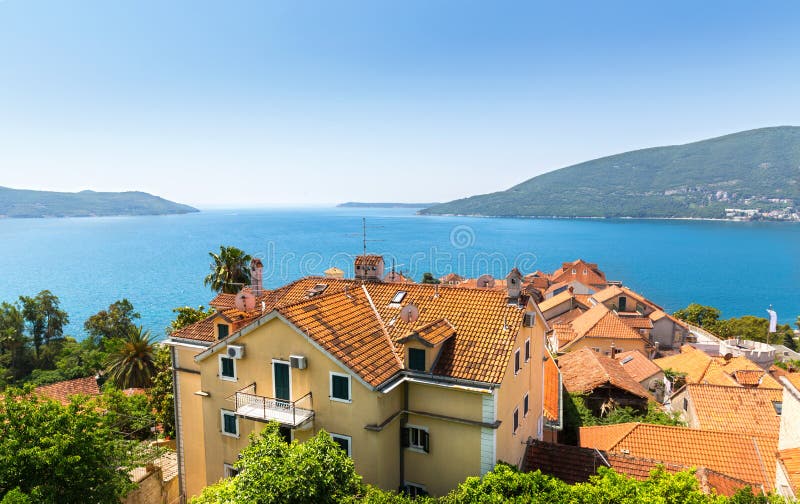 Nice View of Blue Sea and Mountains Stock Image - Image of house ...
