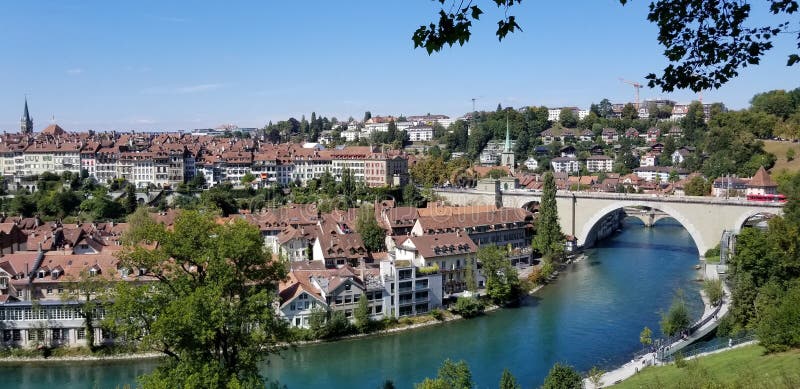 A Nice View of Buildings and Flow of Water in Bern, Switzerland Stock ...