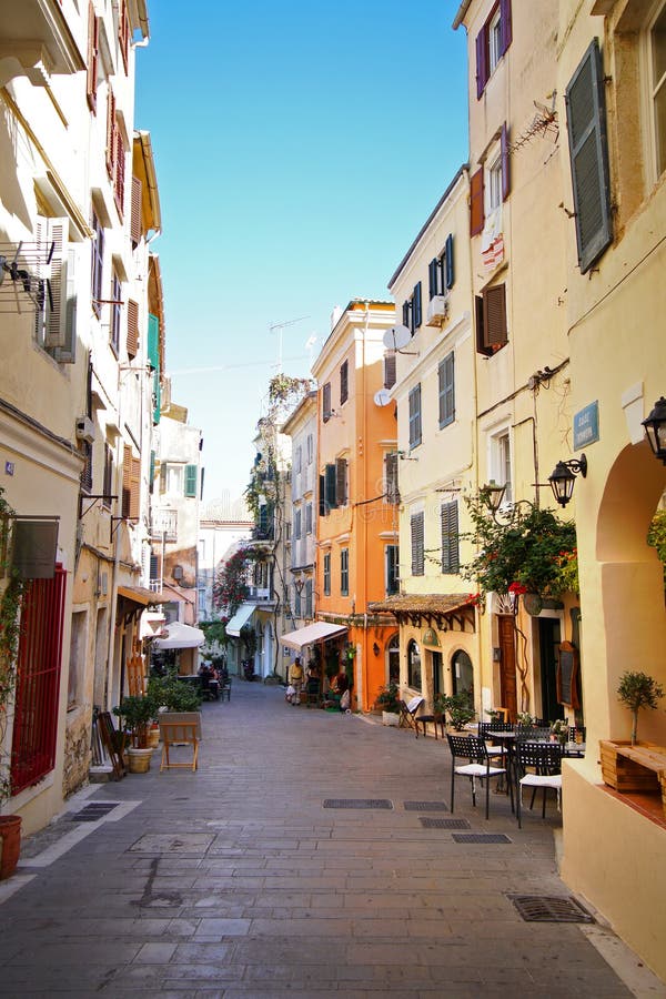 Nice View in the Centre of the City of Coru in Greece Stock Photo ...