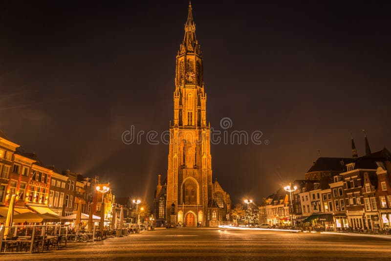 Nice View of Delft in Netherlands at Night Stock Photo - Image of ...