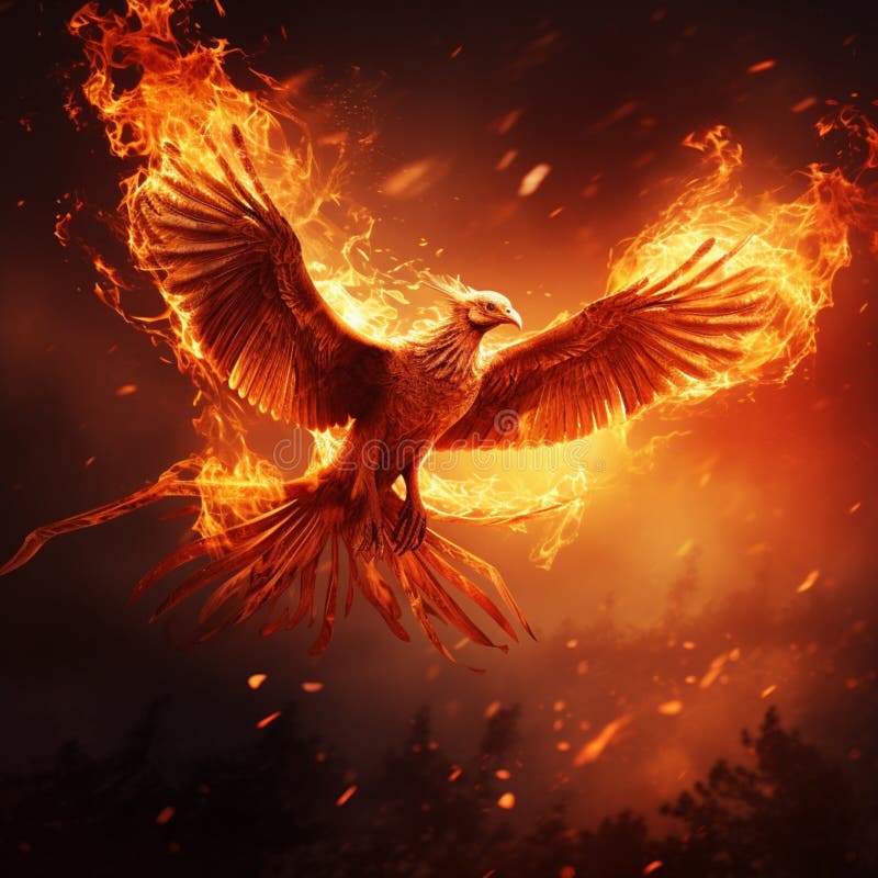 Nice View Eagle Burning Fire Flying Images Generative AI Stock ...