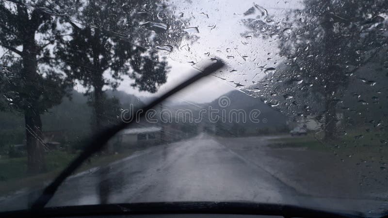 Nice View from Front Seat of a Car while Raining Stock Image - Image of ...