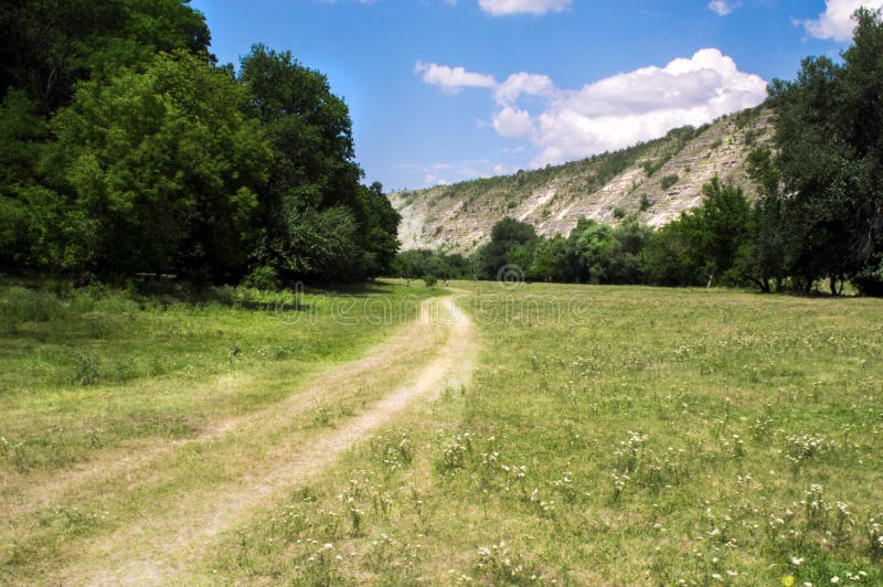 Nice View on the Meadow Near the Mountain Stock Photo - Image of blue ...