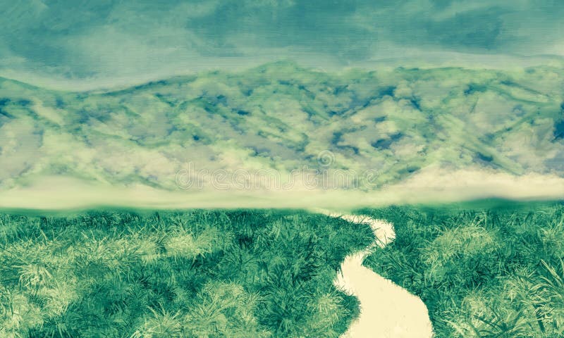 Nice View of Mountain Hand Drawn. Nature Background Stock Illustration ...