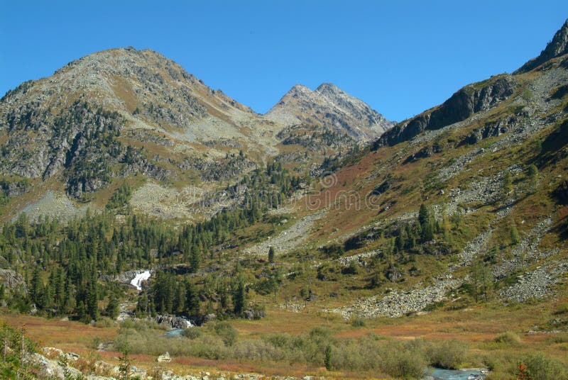 Nice View of the Mountains and Blue Sky Waterfall Stock Image - Image ...