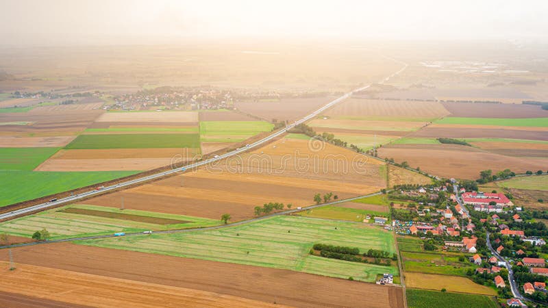 Nice View of the Multi-colored Fields from a Great Height. Aerial ...
