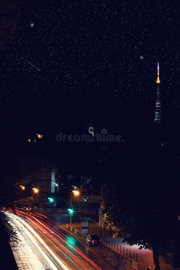 Nice View of the Night City. Lviv Stock Photo - Image of landmark ...