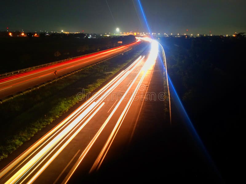 Nice View at Night, on the Motorway. Indonesia Stock Photo - Image of ...