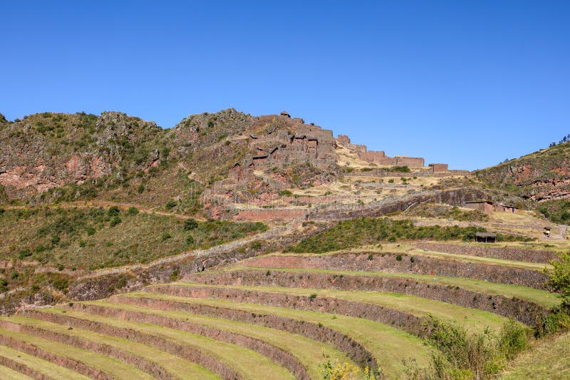 Nice View of the Pisac Ruins in Cusco Stock Image - Image of meadow ...