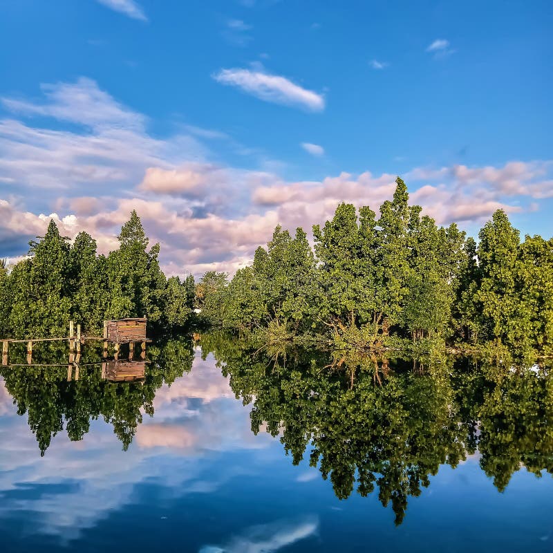 Nice View on the Village Lake Editorial Stock Image - Image of cloud ...