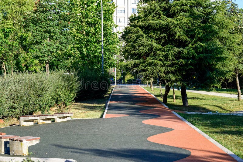 A Nice Walking Path in the City Stock Photo - Image of path, purple ...