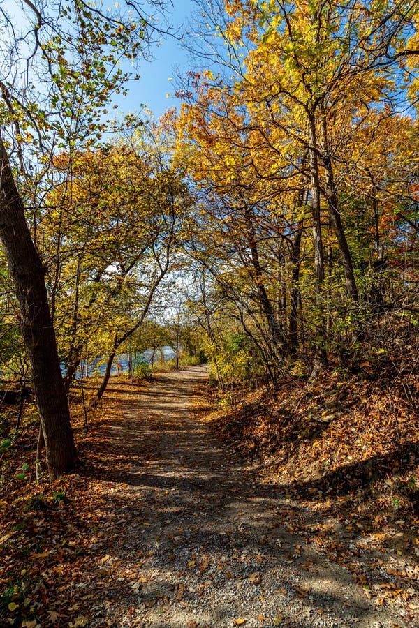 Nice Walkway by the River - Beautiful Fall in Central Canada Stock ...