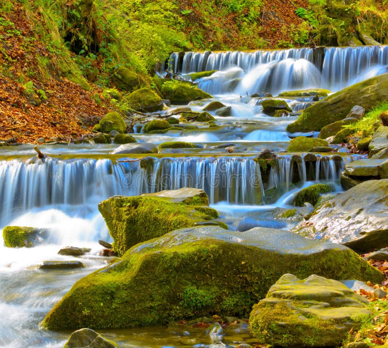 Nice waterfall stock photo. Image of moss, outdoor, autumn - 45388896