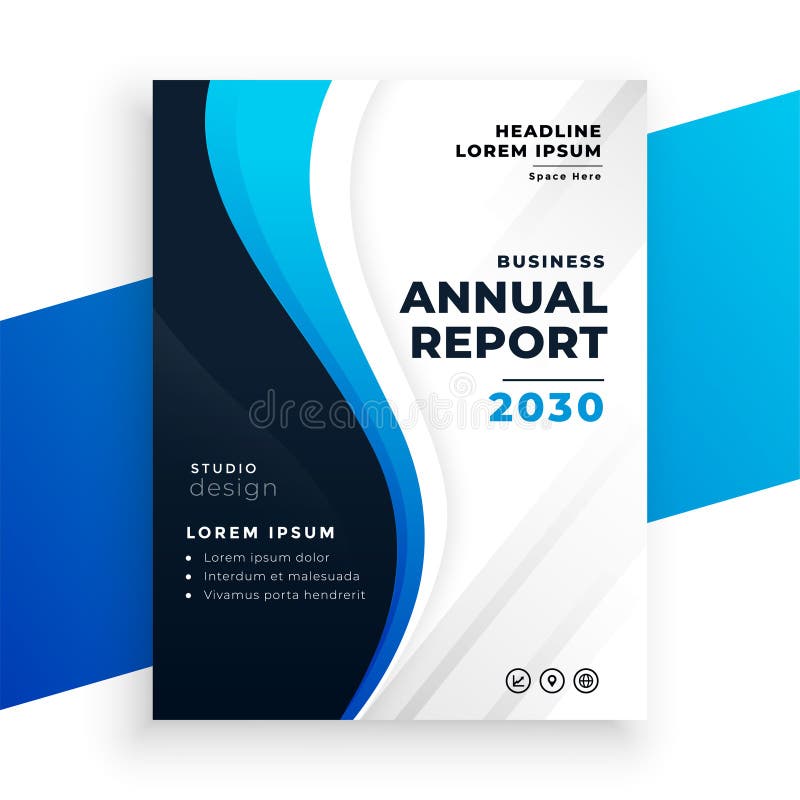 Nice Wavy Blue Annual Report Business Brochure Design Stock Vector ...