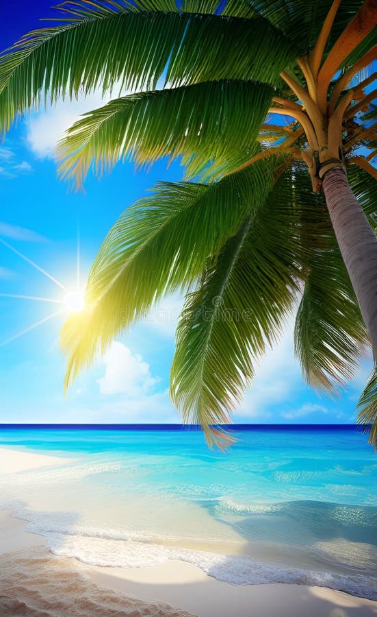 Nice Weather, Sun, Sea, Beach Stock Illustration - Illustration of palm ...