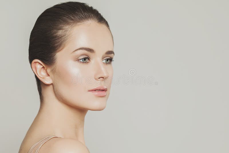 Nice Woman Face Close Up, Studio Portrait Stock Image - Image of close ...