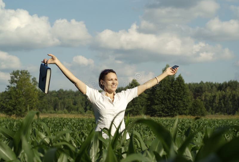 Nice Woman Have Rest on the Nature Stock Image - Image of people ...