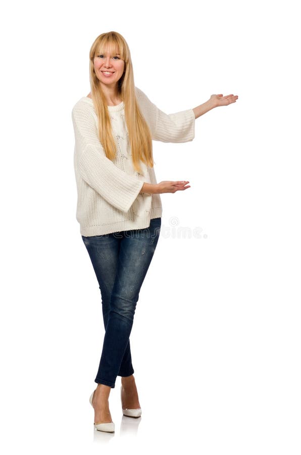 The Nice Woman Model Isolated on the White Background Stock Image ...