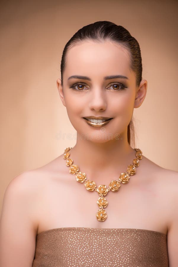 The Nice Woman Wearing Elegant Jewellery Stock Image - Image of glamour ...