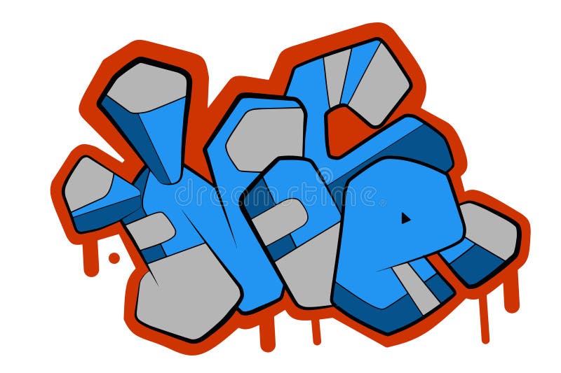 Nice Word Graffiti Text Sticker Illustration Blue Stock Vector ...