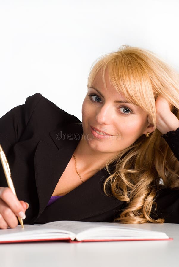 Nice worker writing stock image. Image of white, woman - 23173145