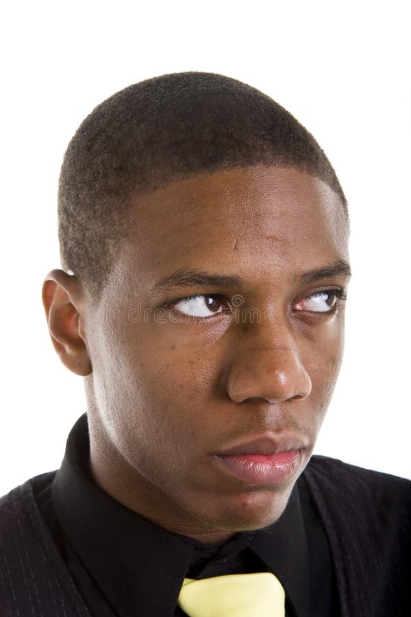 Nice Young Black Man Looking Up and Left Stock Photo - Image of ...