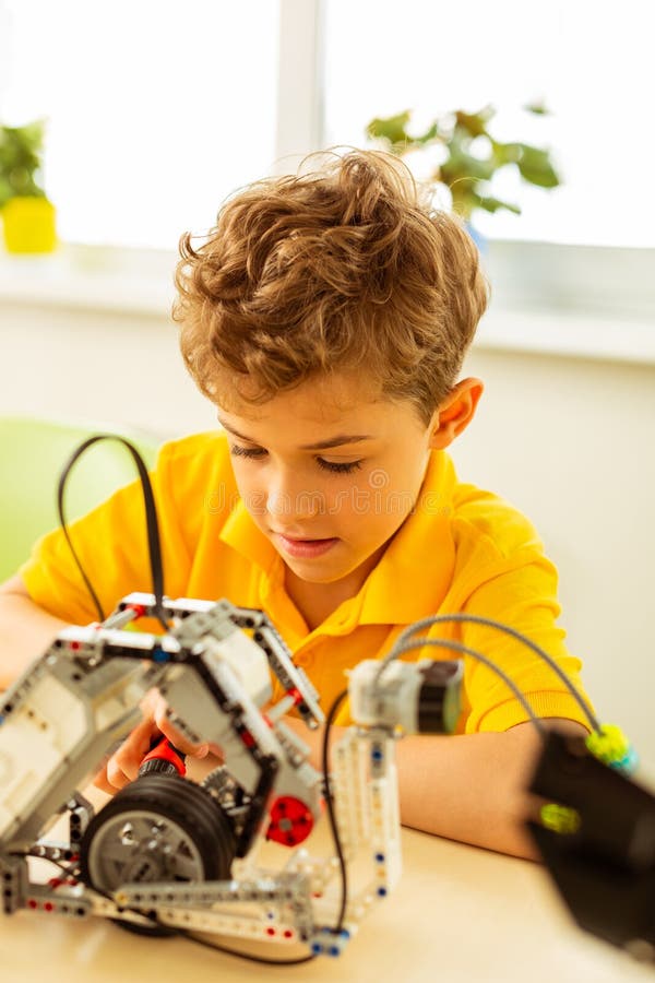 Nice Young Boy Being Good at Science Stock Image - Image of modern ...