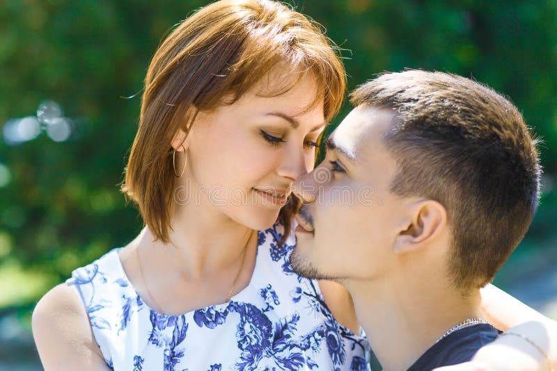 Nice Young Couple Embracing Stock Photo - Image of relationship ...