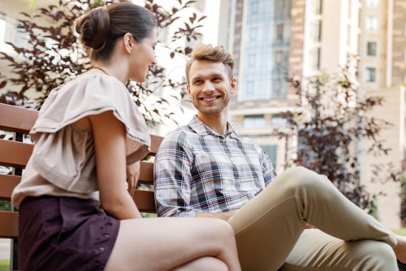 Nice Young Couple Having a Conversation Stock Image - Image of ...