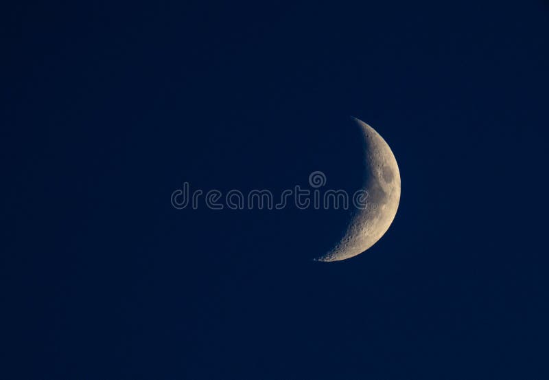 Nice Young Half Moon on Blue Sky Evening Nature Stock Photo - Image of ...