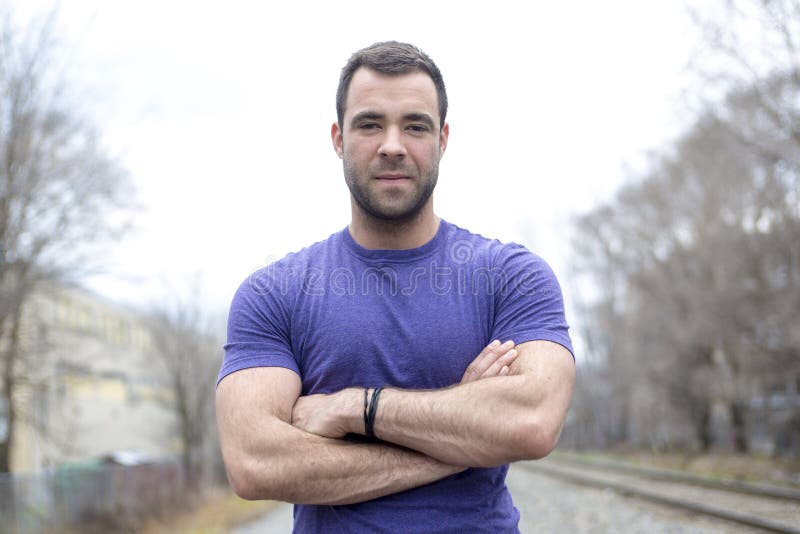 Nice Young Man Portrait on the Railroad Stock Image - Image of focus ...