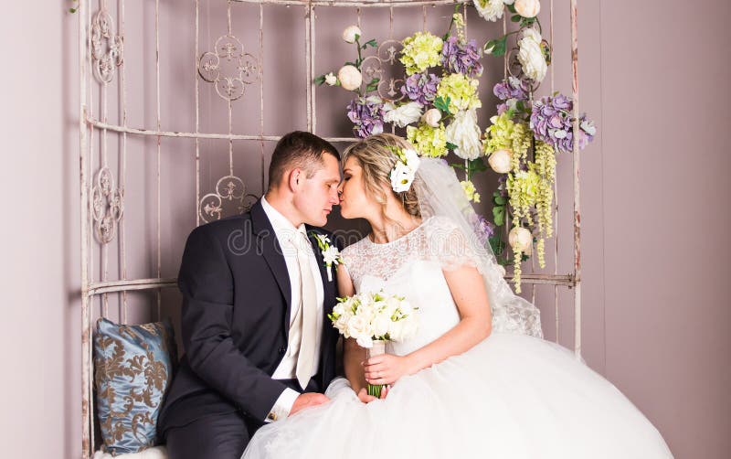 Nice young wedding couple stock photo. Image of engagement - 71554332