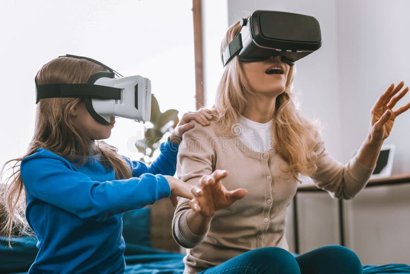 Nice Young Woman Being in Virtual Reality Stock Photo - Image of ...