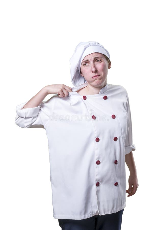 Nice Young Woman Chef is Asking Herself Stock Image - Image of work ...