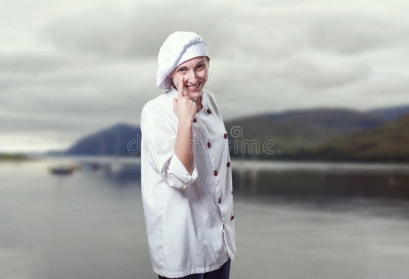 Nice Young Woman Chef is Looking Something Stock Image - Image of woman ...
