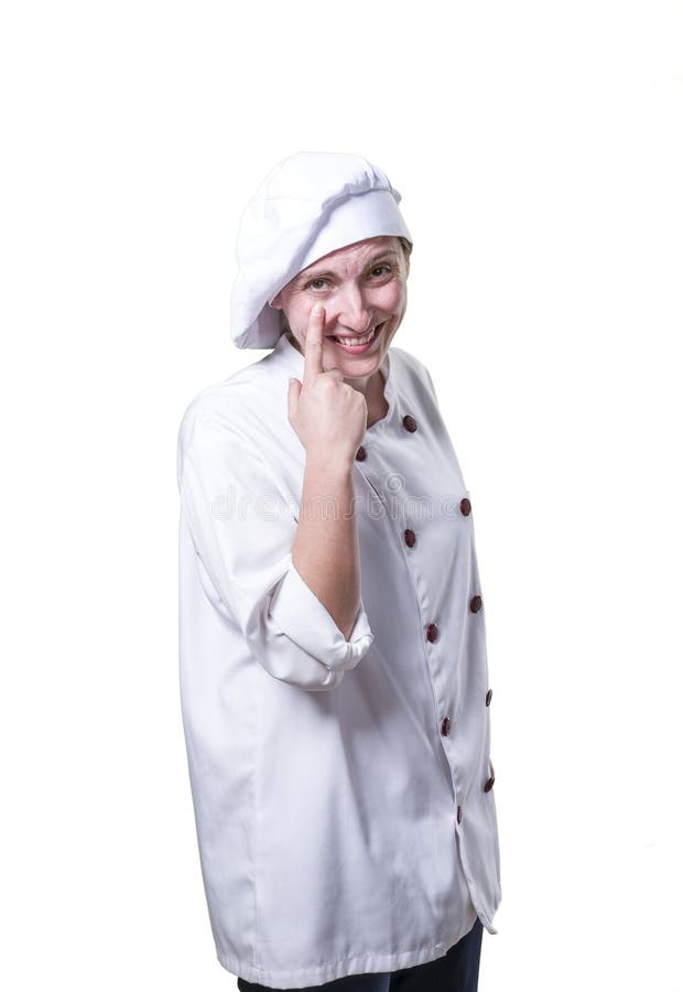 Nice Young Woman Chef is Looking at Something Stock Photo - Image of ...