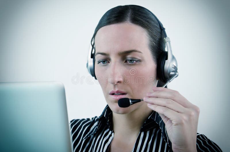 Bored Customer Support Girl Stock Image - Image of female, blond: 2979123