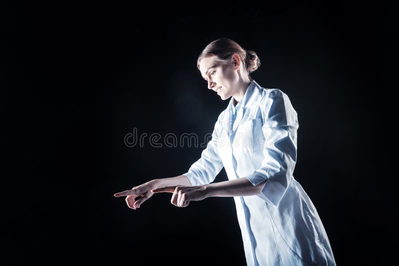 Nice Young Woman Wearing Labcoat Stock Photo - Image of attractive ...